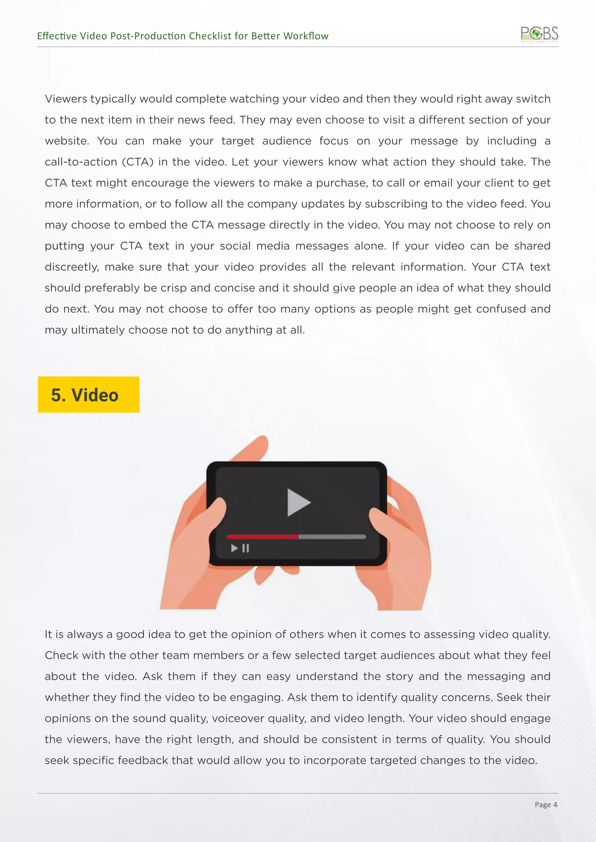 Video Post-Production Checklist for Better Video Editing Output | PDF