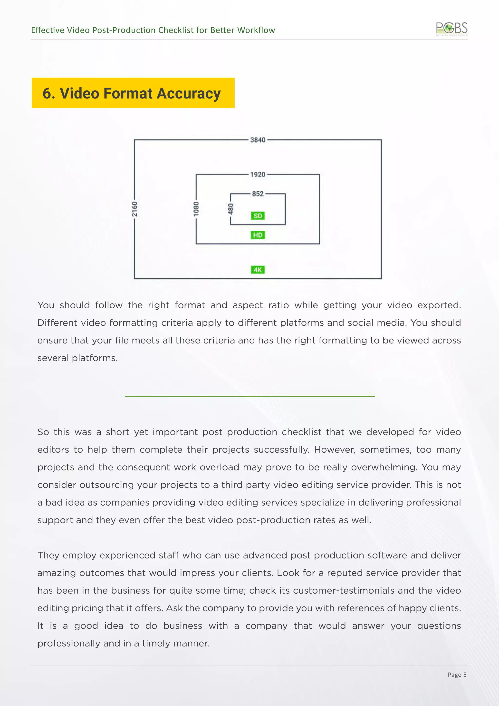 Video Post-Production Checklist for Better Video Editing Output | PDF