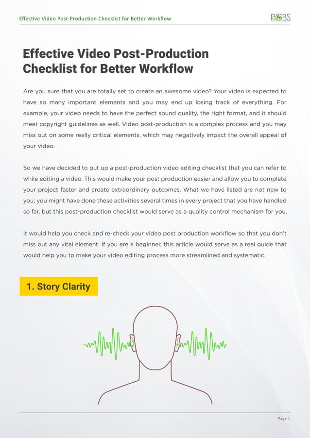 Video Post-Production Checklist for Better Video Editing Output | PDF