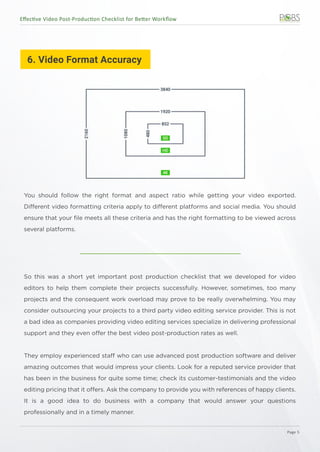 Video Post-Production Checklist for Better Video Editing Output | PDF
