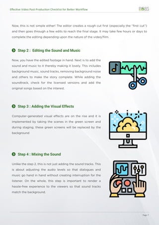 Video Post-Production Checklist for Better Video Editing Output | PDF