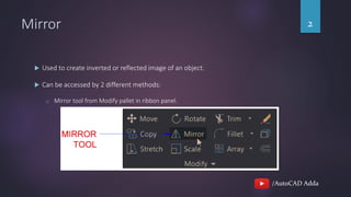 Tutorial 10 – Mirror, Offset, and Rotate command in AutoCAD. | PDF