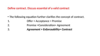 law of contract and its essentials in details | PPTX