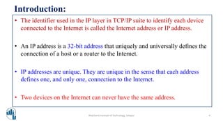 Network layer addressing used for Internet Protocol | PPT
