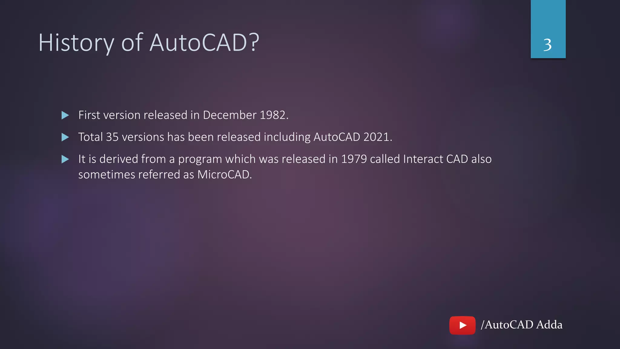 Tutorial 1 - Introduction to AutoCAD, About & History of AutoCAD, User ...
