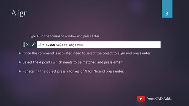 Tutorial 9 - Align, Explode, and Fillet command in AutoCAD. | PPT