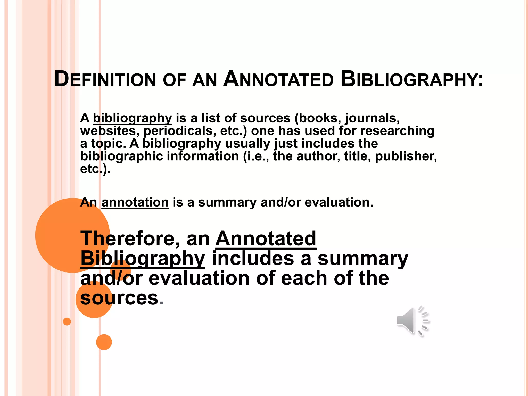 Annotated Biblography Presentation | PPTX