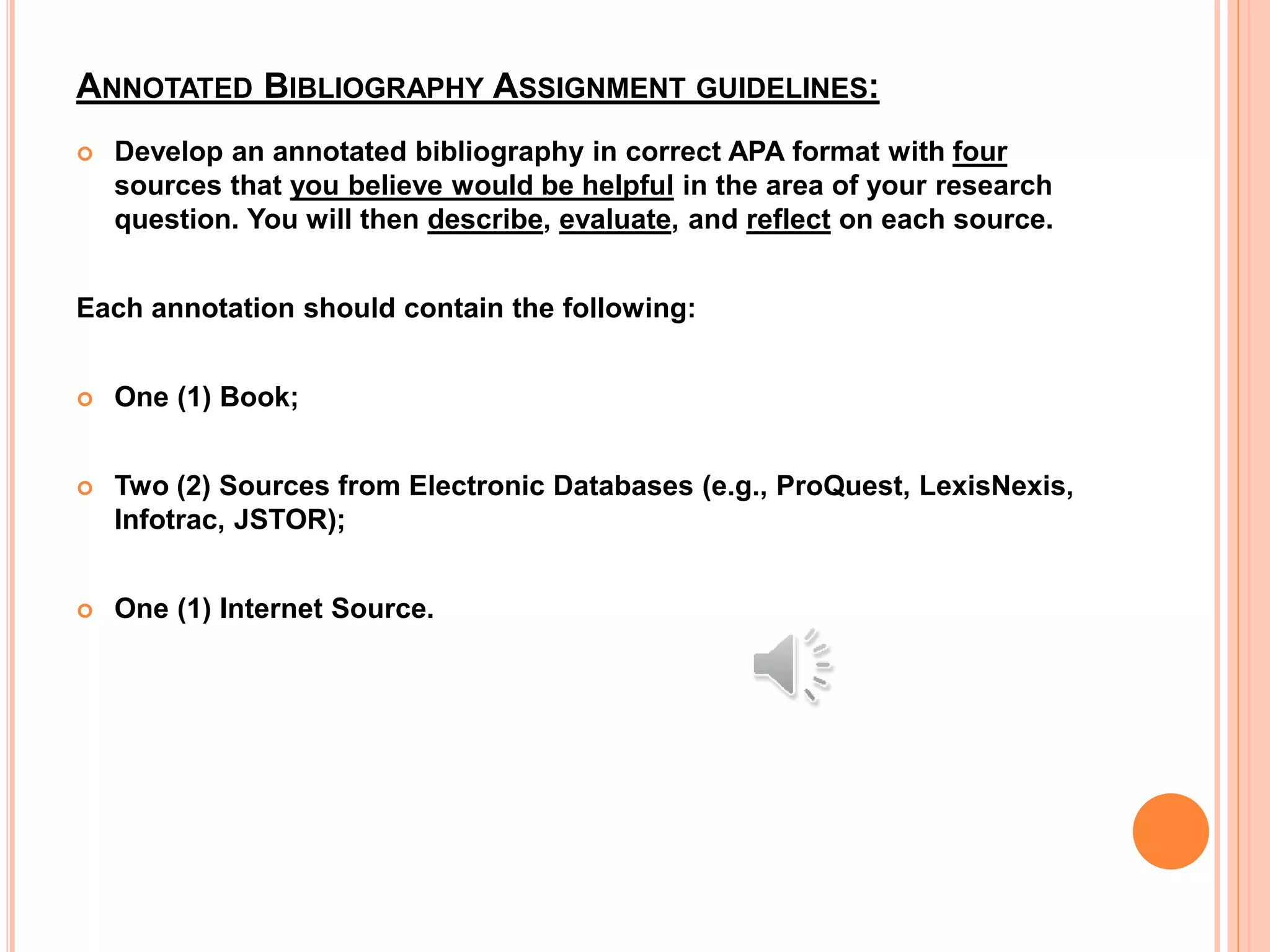 Annotated Biblography Presentation | PPTX