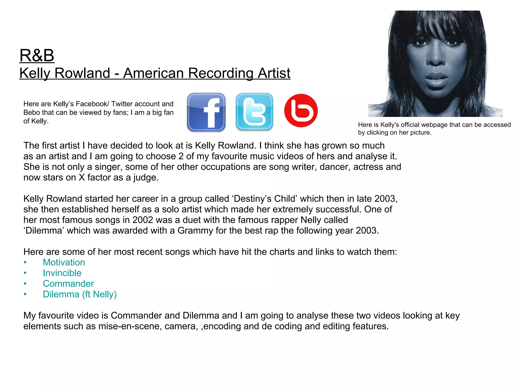 Video analysis kelly rowland- commander | PPT