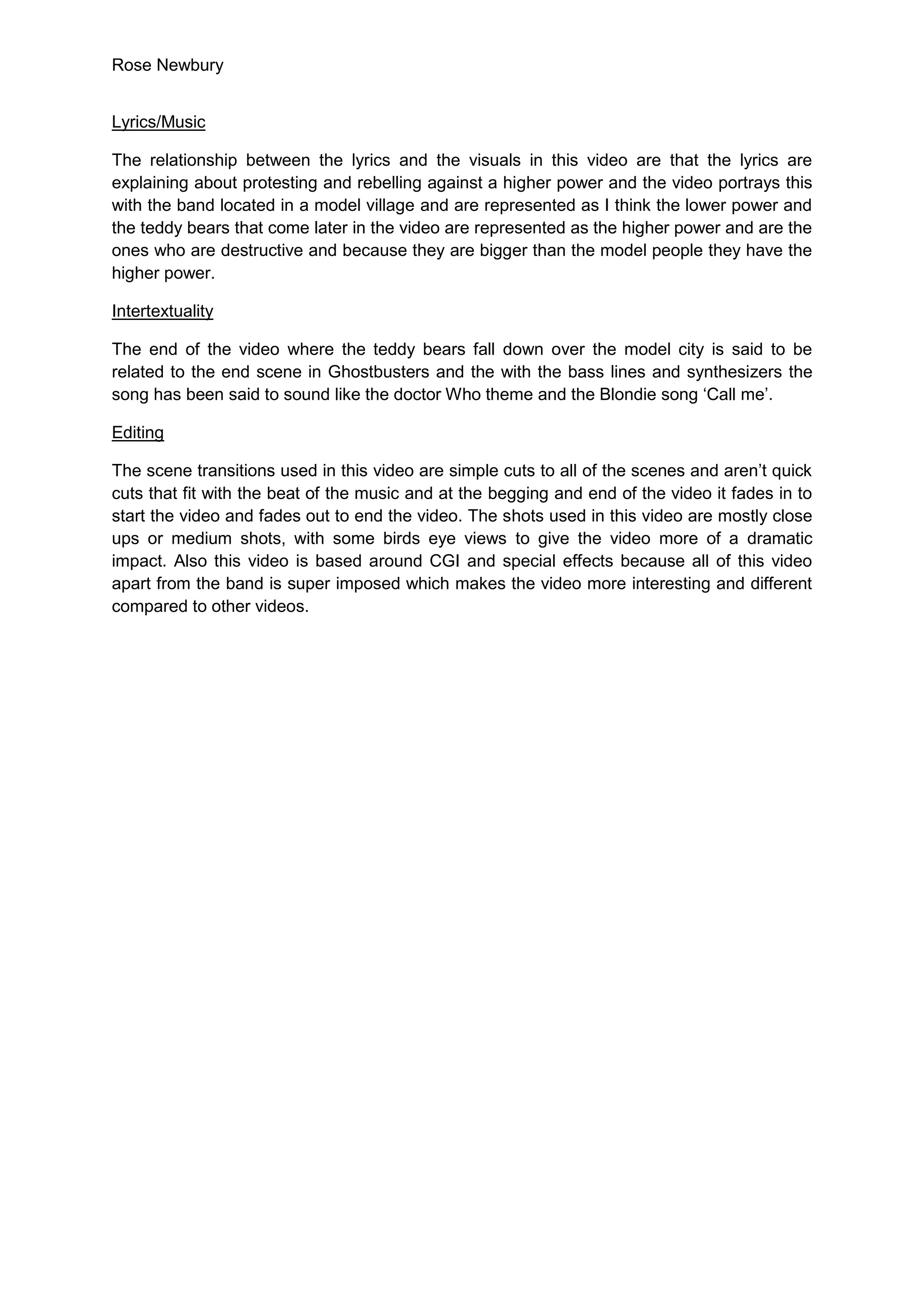 Video analysis muse uprising | PDF