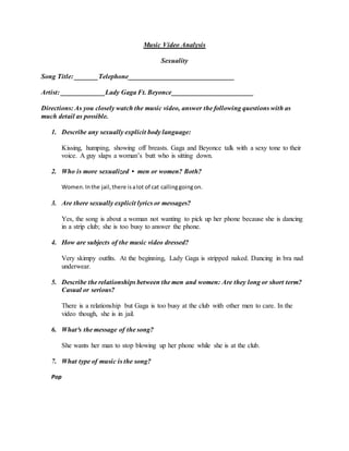 Video analysis worksheet | DOCX