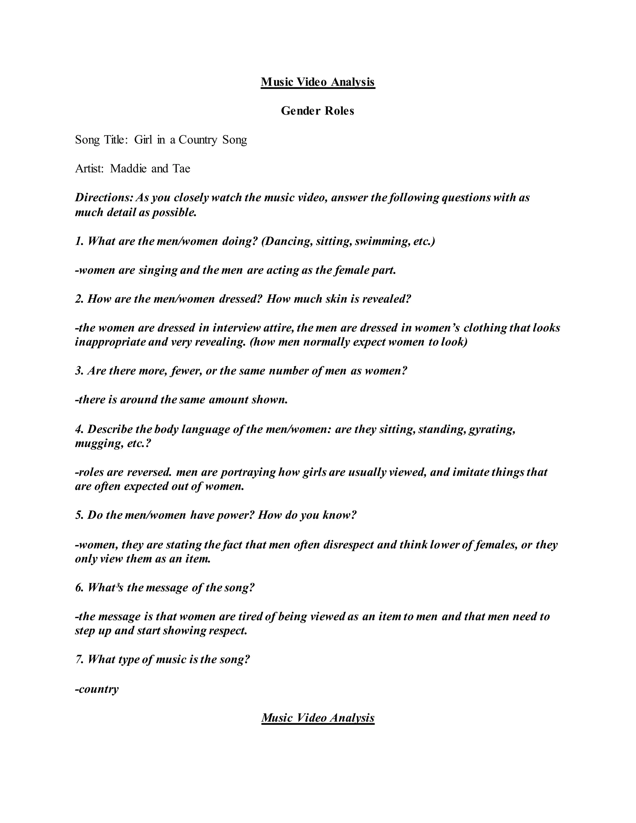 Video analysis worksheet | DOCX