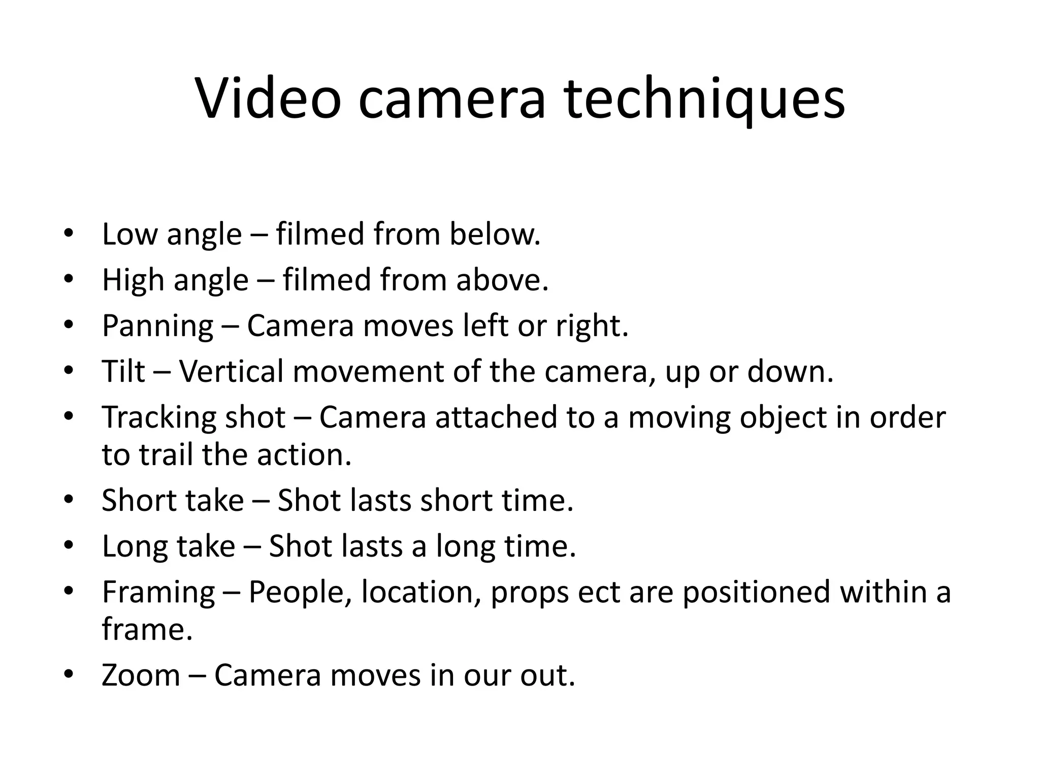 Video camera + editing techniques | PPT