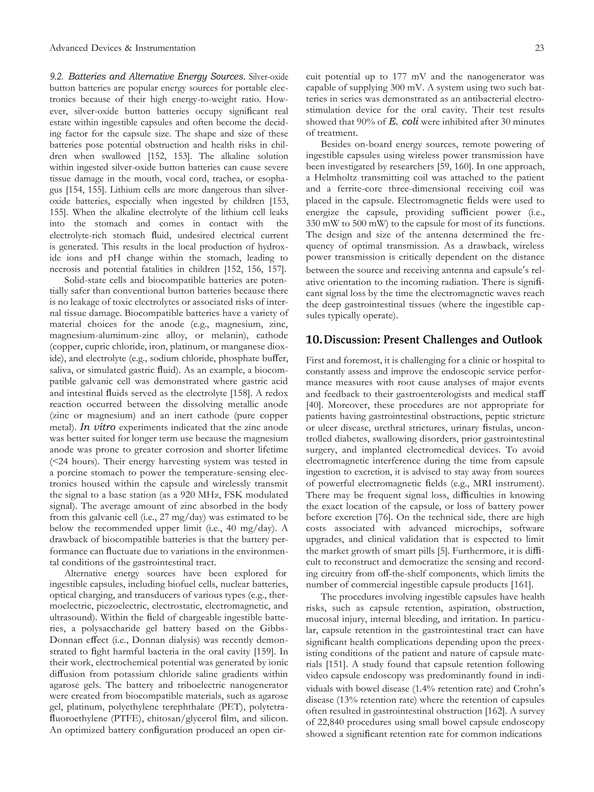 Wireless Capsule Endoscopy Review of Commercial Capsules | DOCX