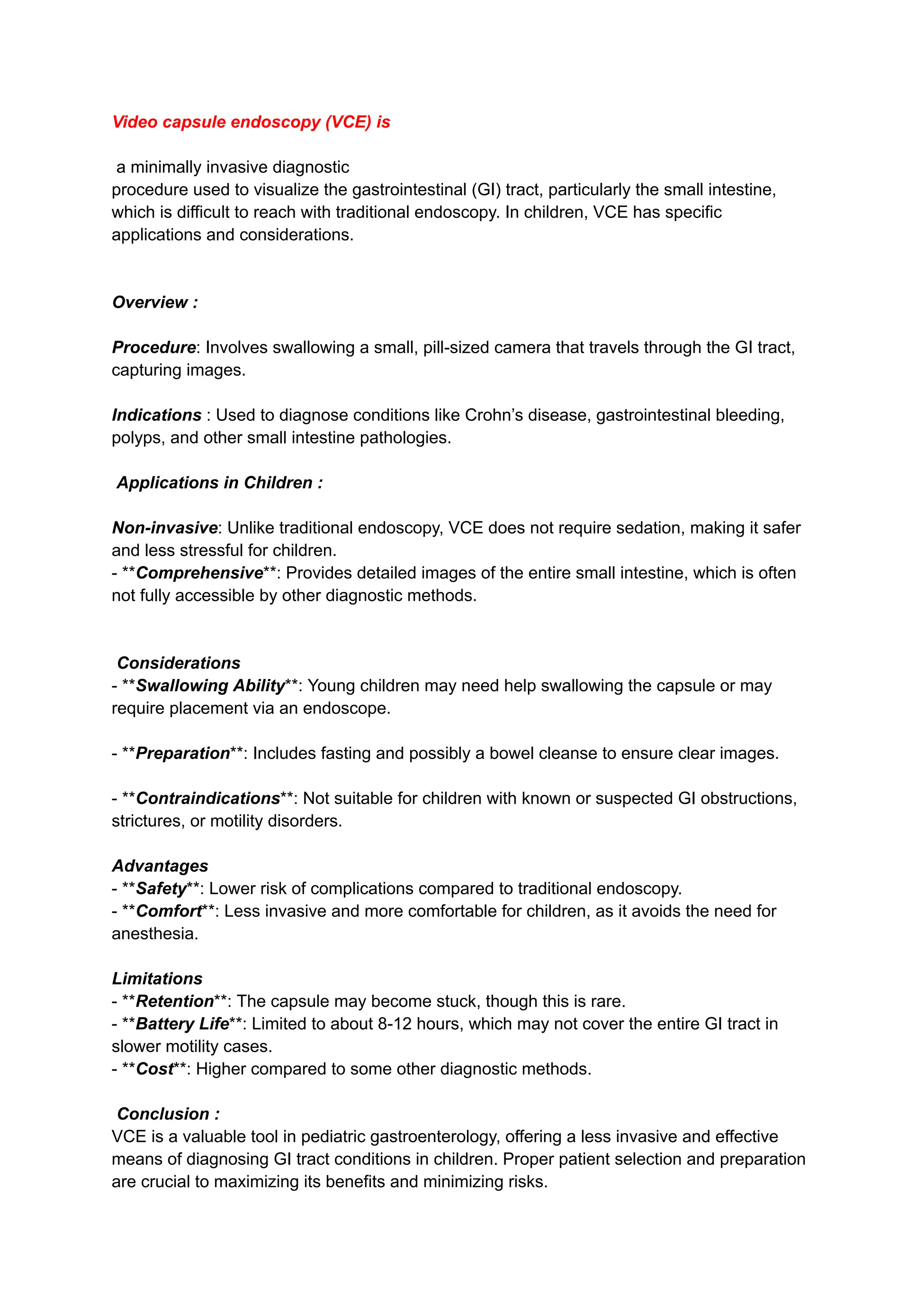 Video capsule endoscopy (VCE ) in children | PDF