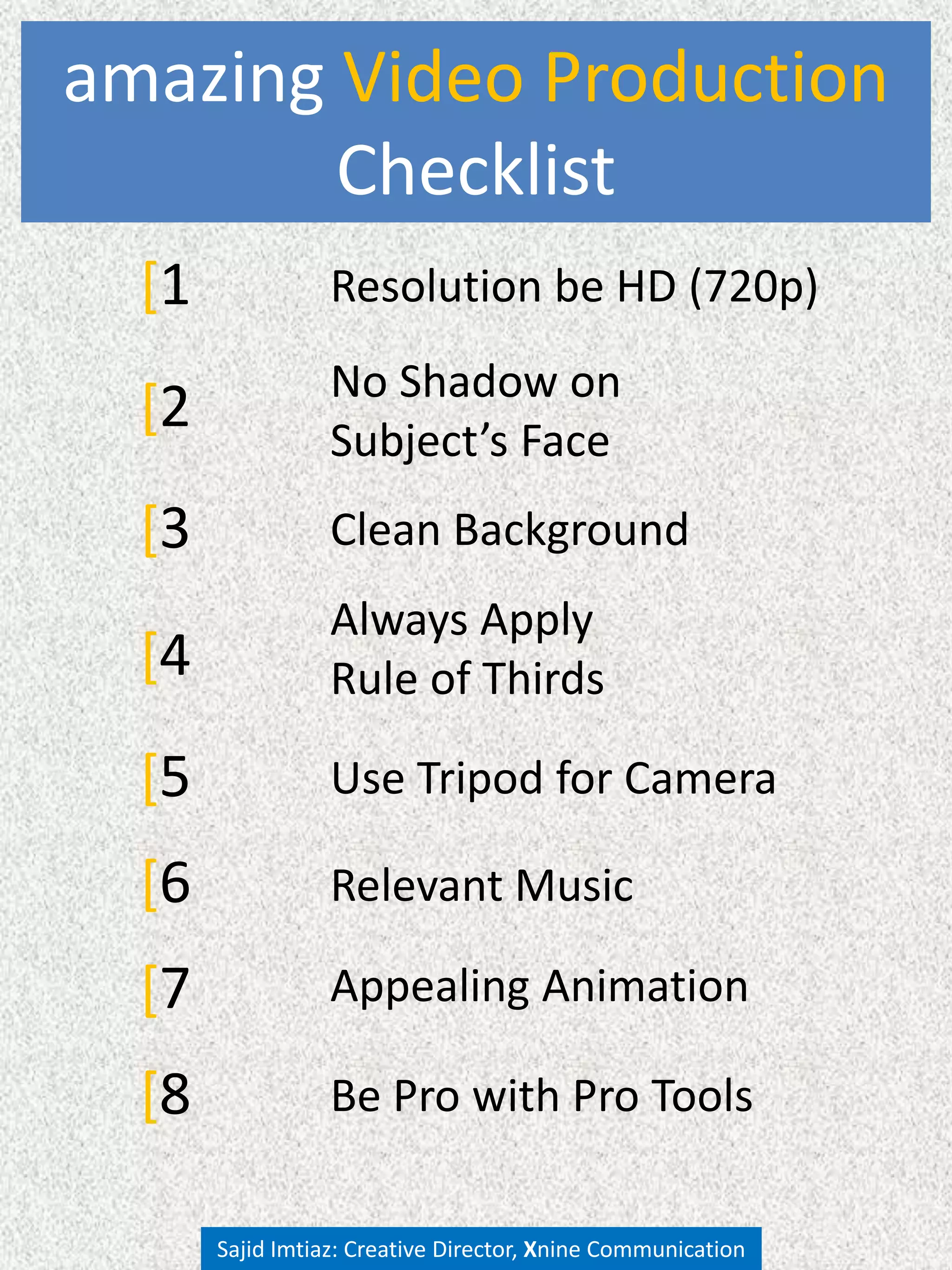 Video Production Checklist | PPTX