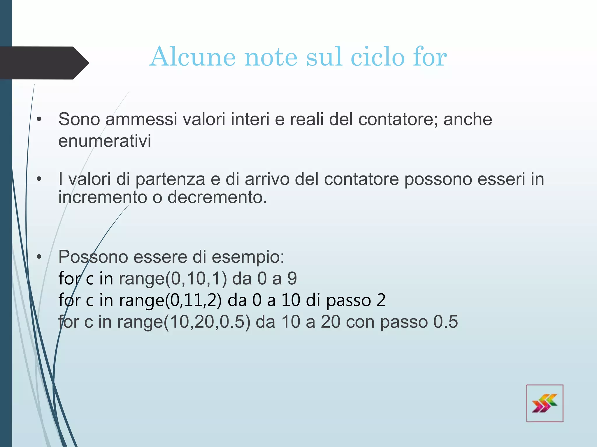 I cicli in Python 3 | PPTX