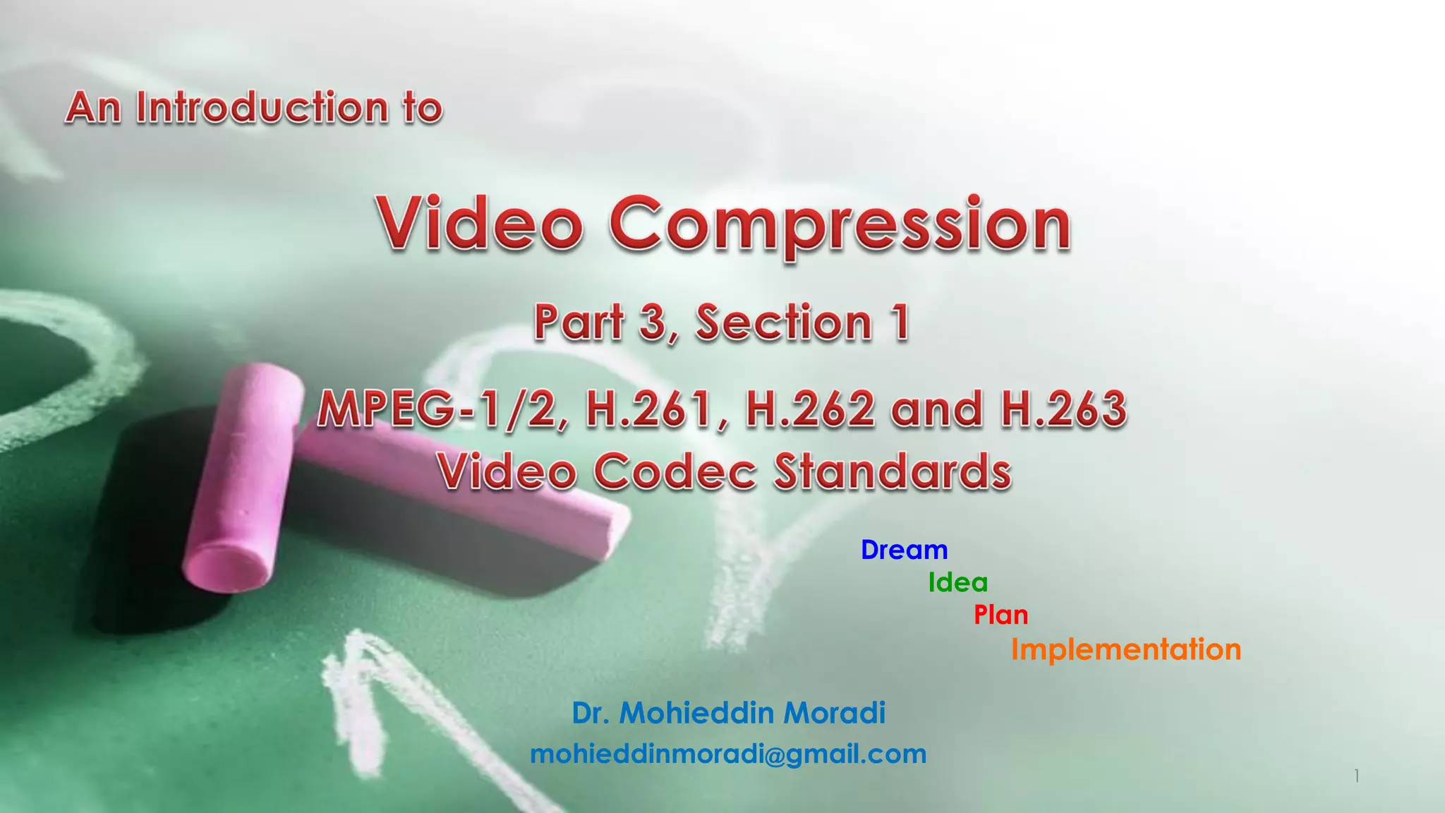 Video Compression, Part 3-Section 1, Some Standard Video Codecs | PPT