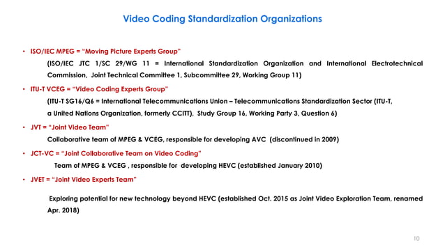 Video Compression Part 3 Section 1 Some Standard Video Codecs Ppt
