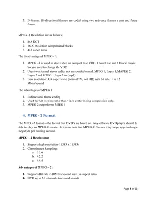 Video compressiontechniques&standards lamamahmoud_report#2 | PDF