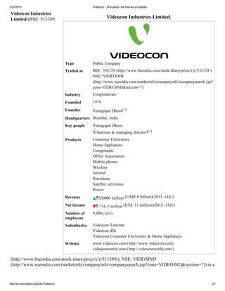 Videocon wikipedia, the free encyclopedia | PDF