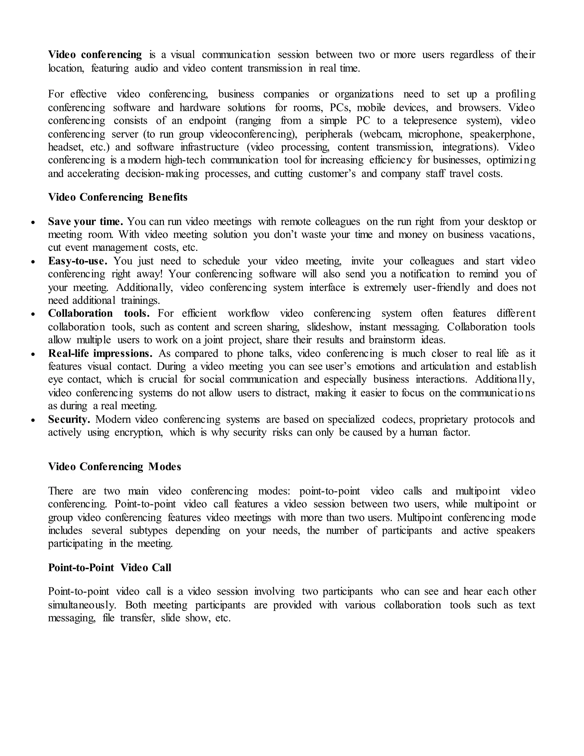 Video conferencing | DOCX