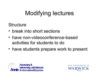Teaching via videoconferencing Sept 2004 | PPT | Web Conferencing | Computer Software and ...