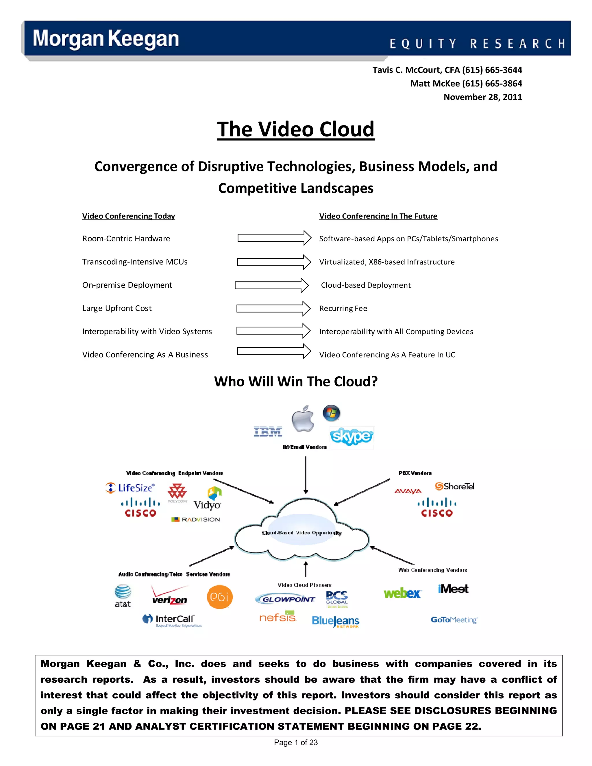 Video conferencing -The video cloud research-Glowpoint | PDF