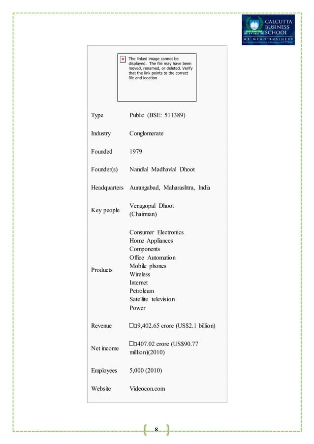 Videocon final sip report | DOCX