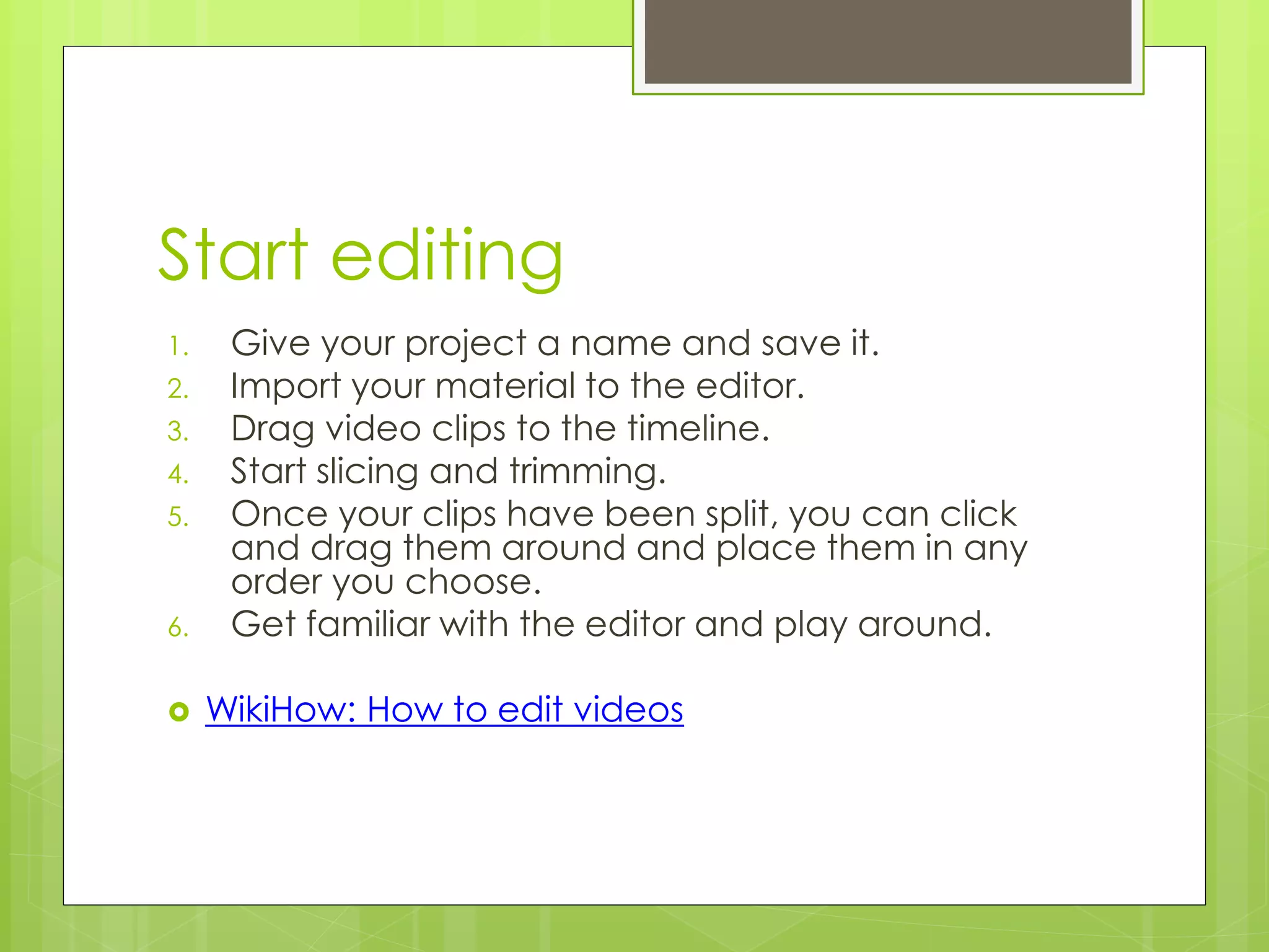 Video editing presentation | PDF