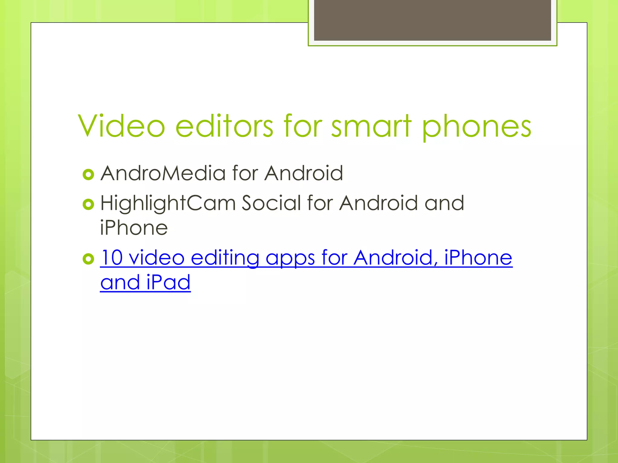 Video editing presentation | PDF