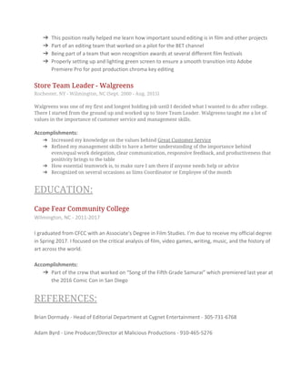 Video Editing Resume | PDF