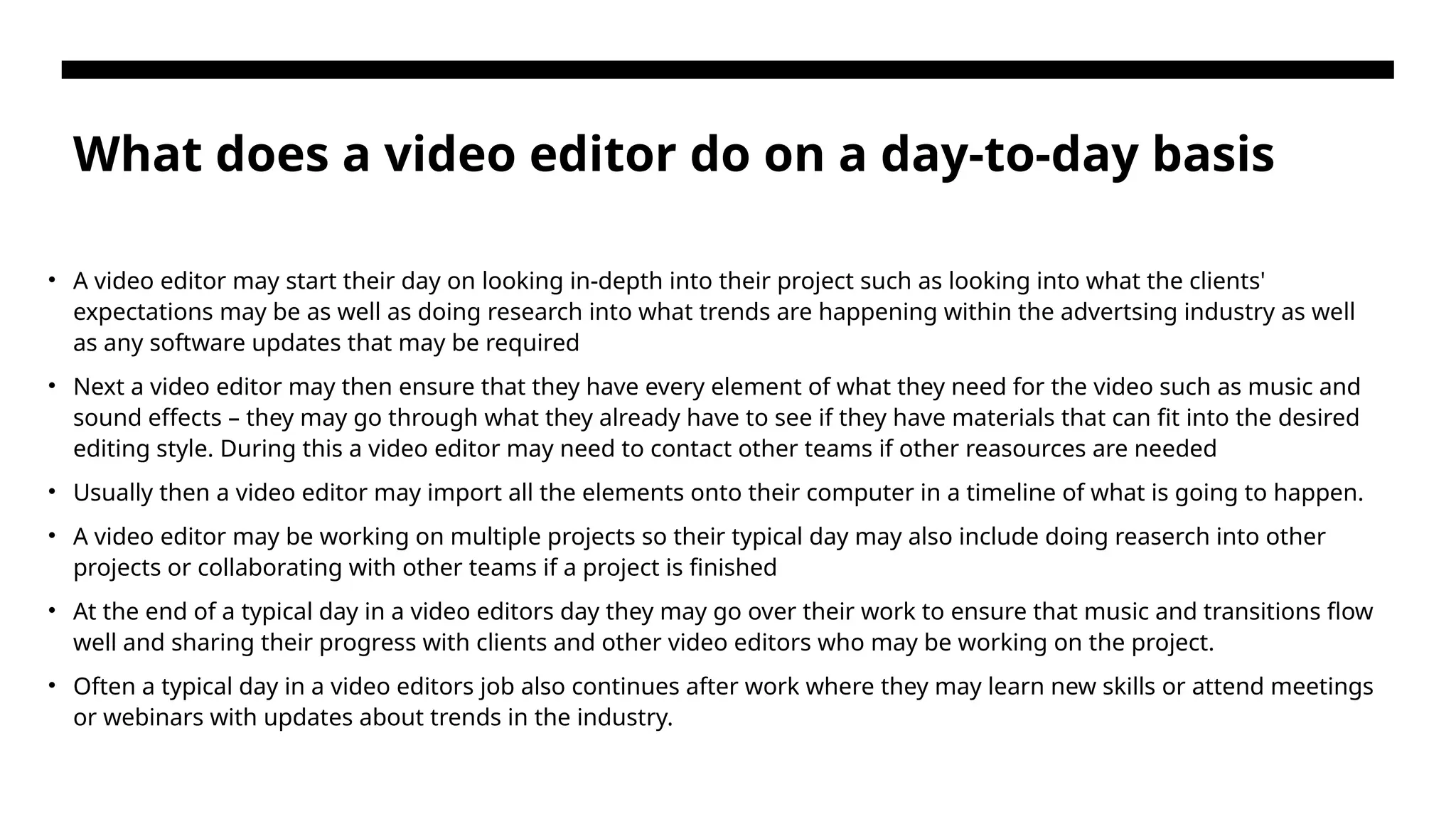 video editor media studies personnel and job roles | PPT