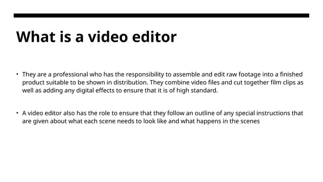 video editor media studies personnel and job roles | PPT