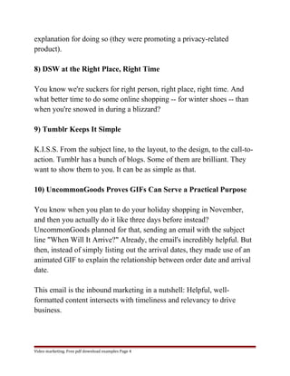 Video email marketing examples | DOC | Internet for Beginners | Internet