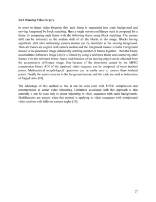 Video Forgery Detection: Literature review | PDF