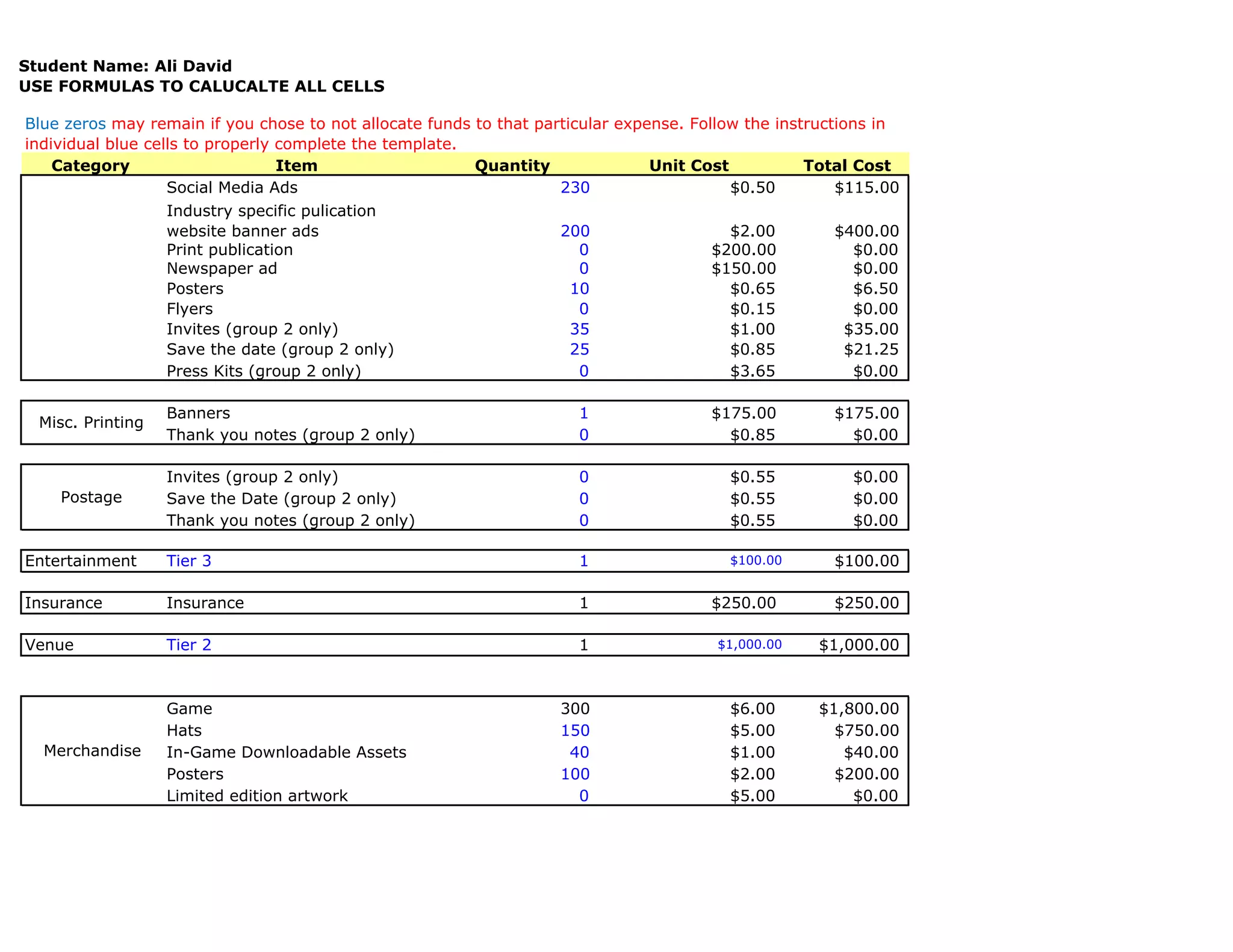 FPS Video game event budget template | PDF