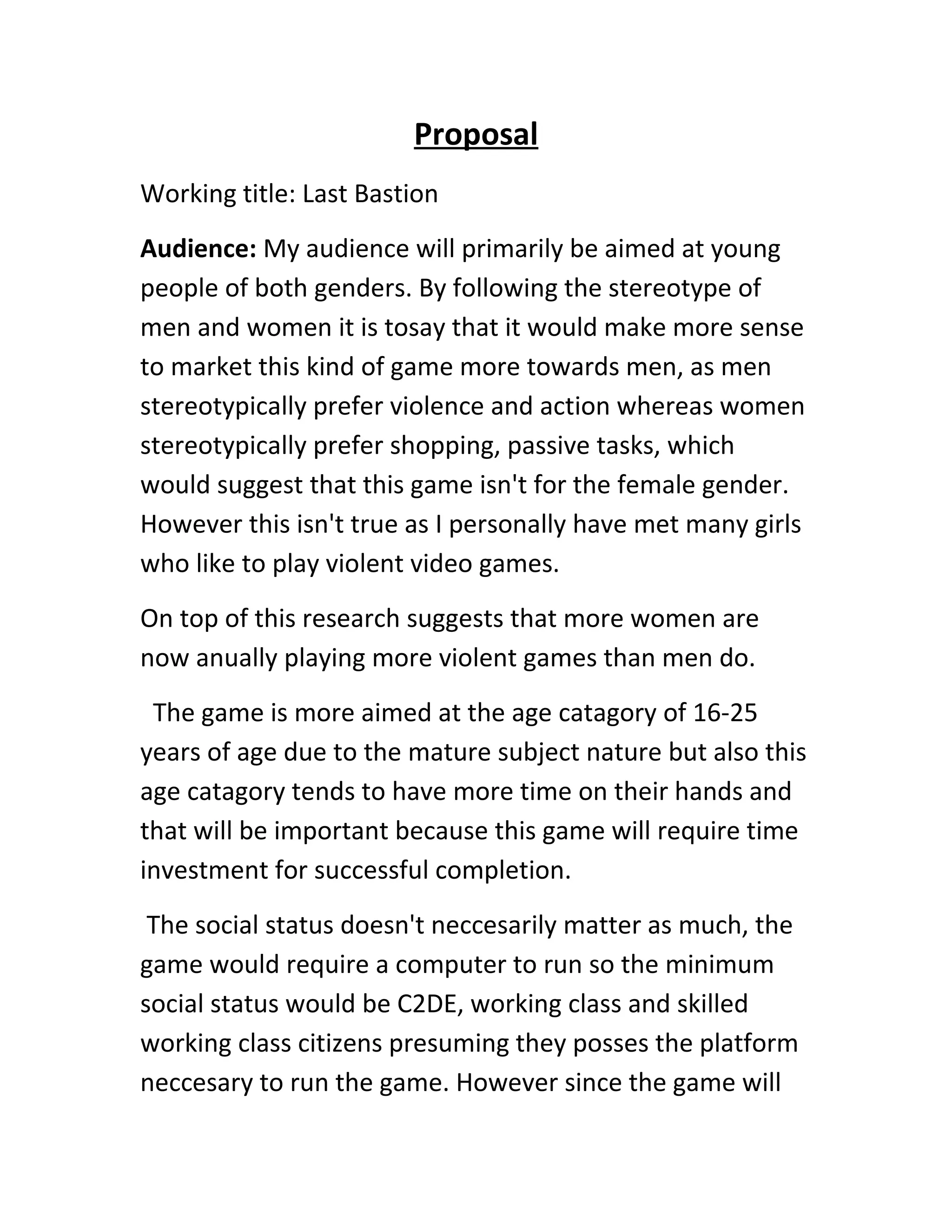 Video game proposal | RTF | Computer Animation | Computer Software and ...