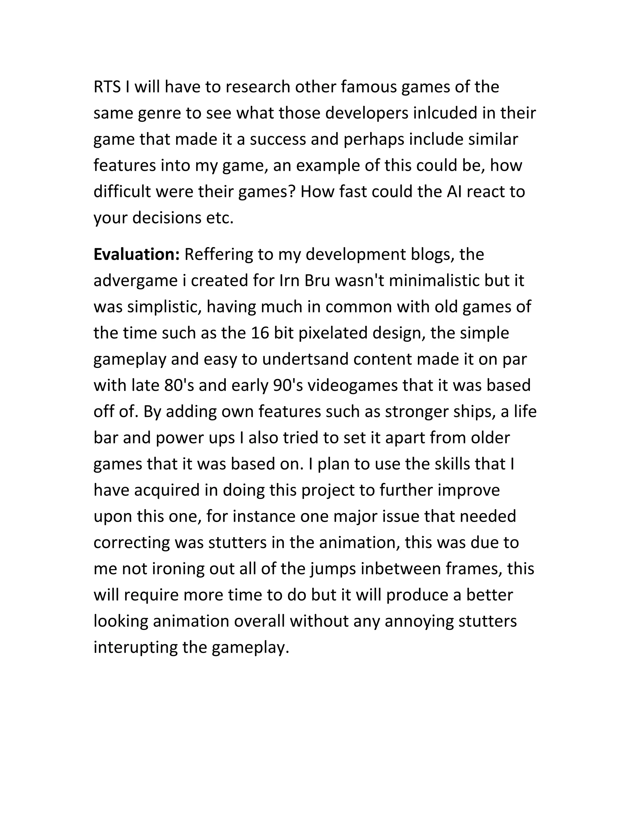 Video game proposal | RTF | Computer Animation | Computer Software and Applications