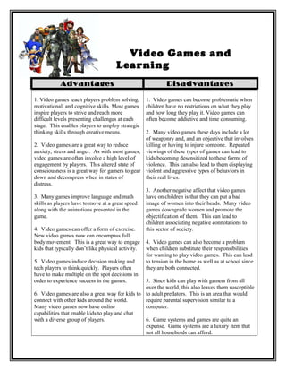 Video games and learning | DOC