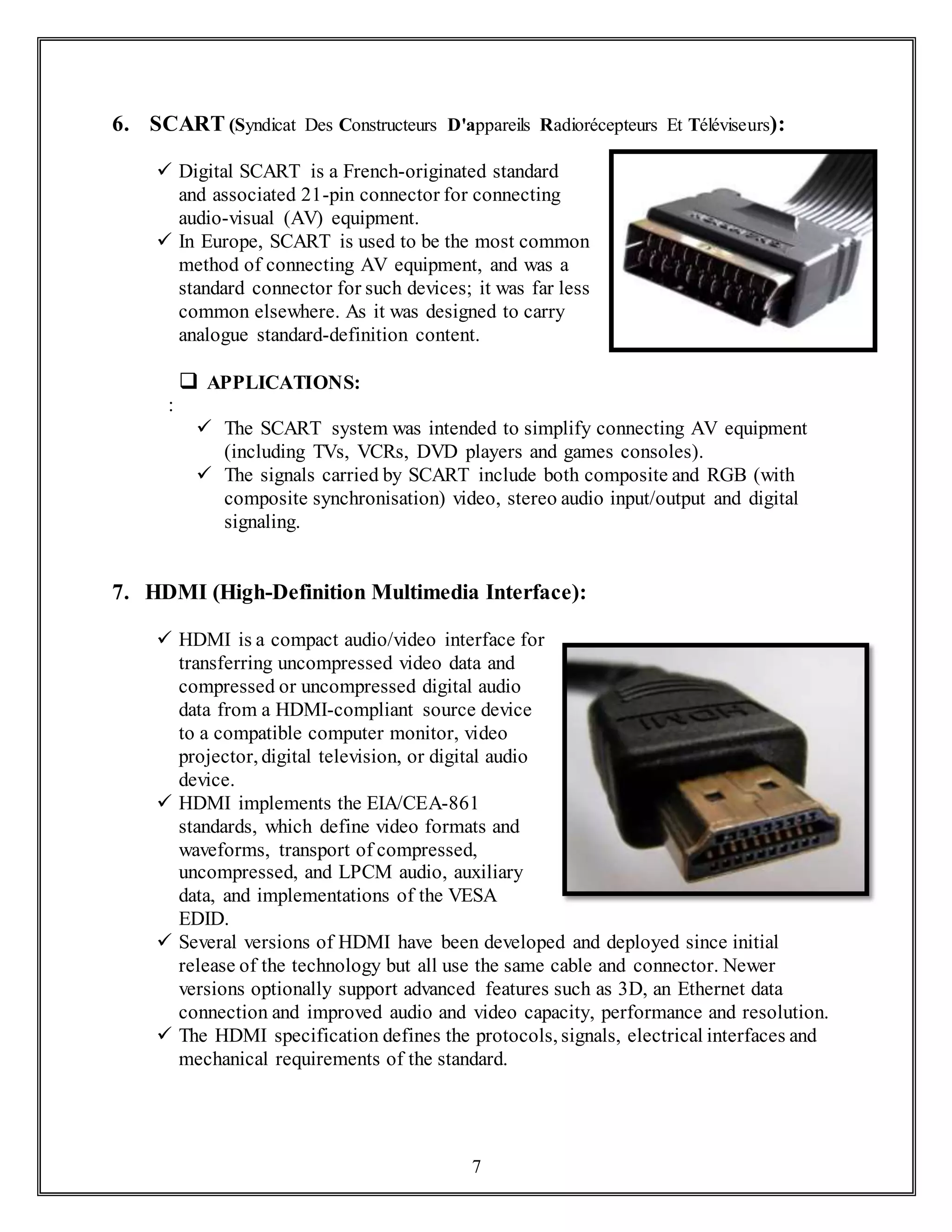 VIDEO INTERFACING AND THEIR CONNECTORS | DOCX