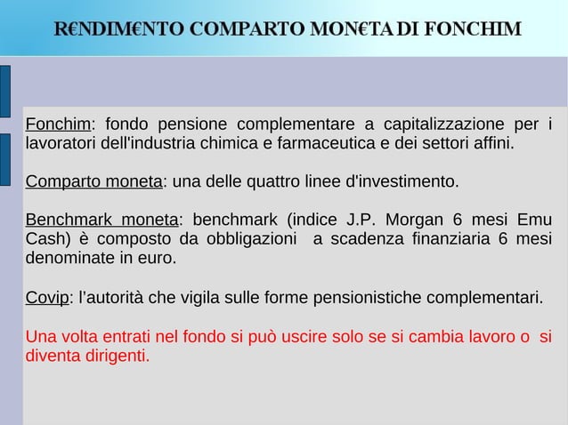 Fondo pensione Fonchim | PDF