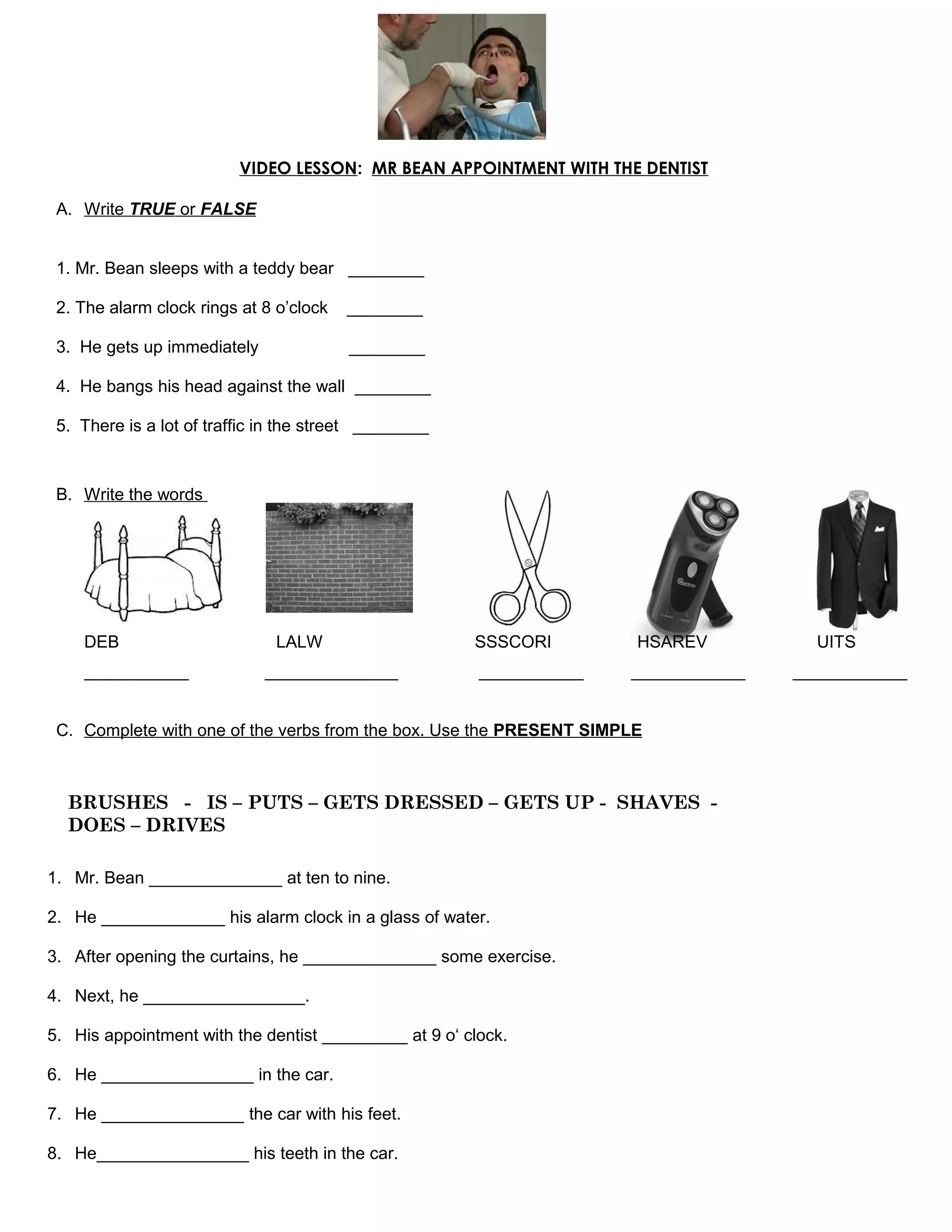 Video lesson worksheet | DOC