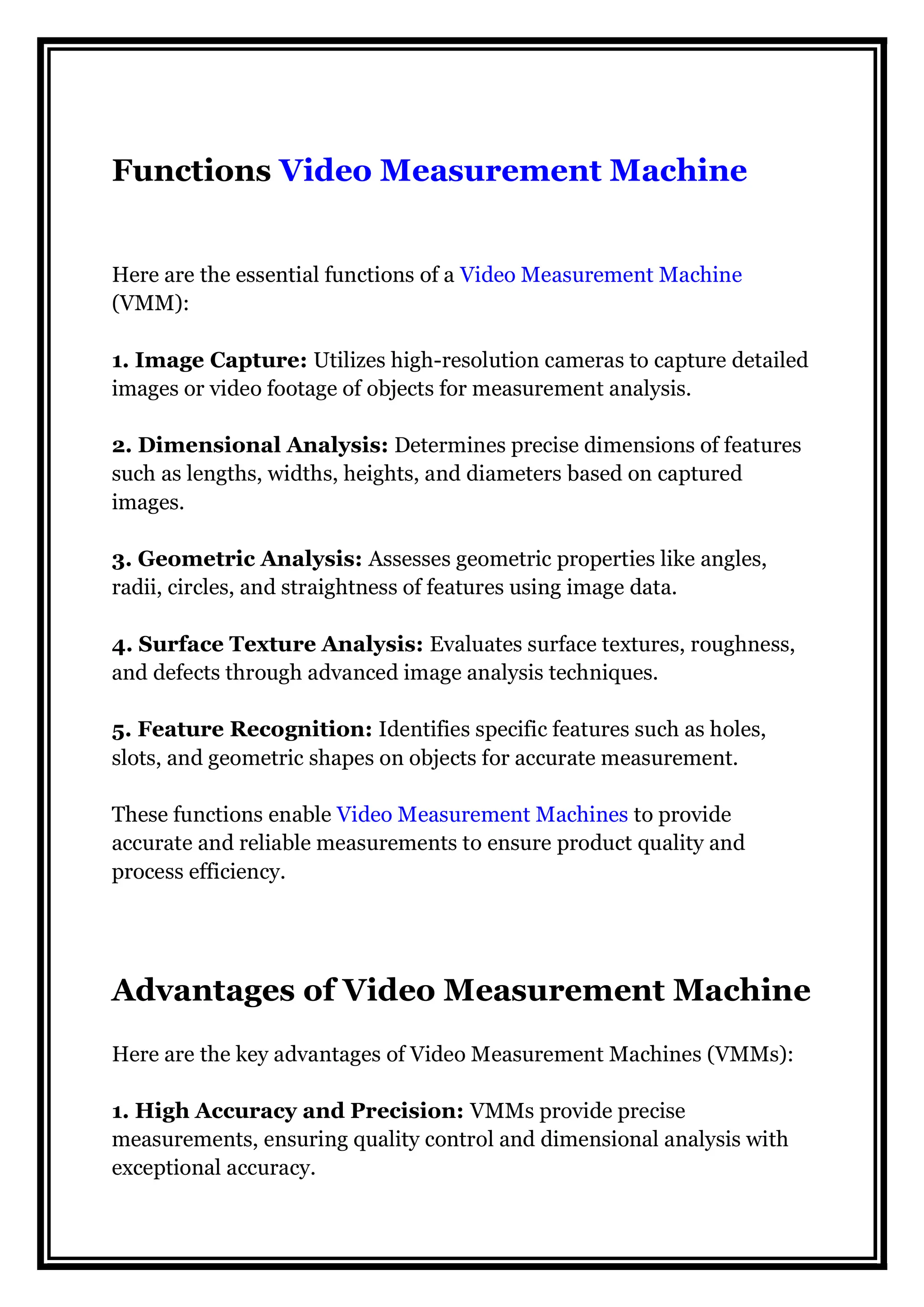 Video Measuring System - Types, Components, Functions and Role | PDF