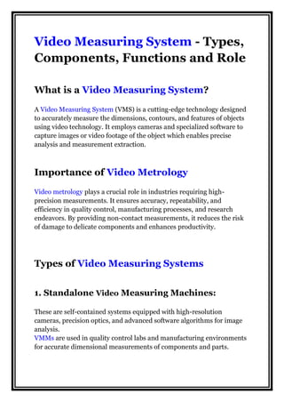 Video Measuring System - Types, Components, Functions and Role | PDF