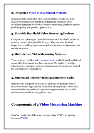 Video Measuring System - Types, Components, Functions and Role | PDF