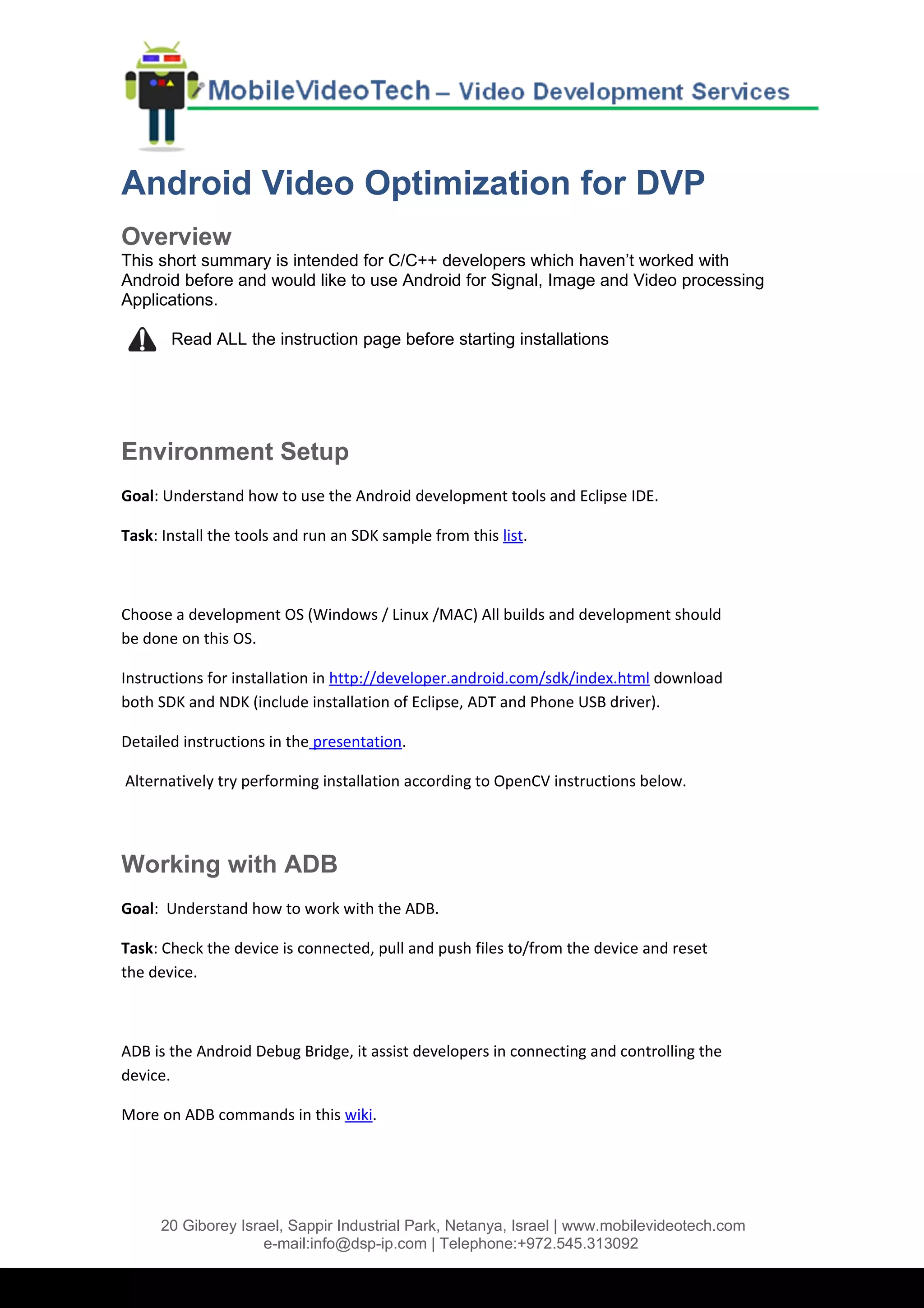 Video optimization for android - Part I | PDF