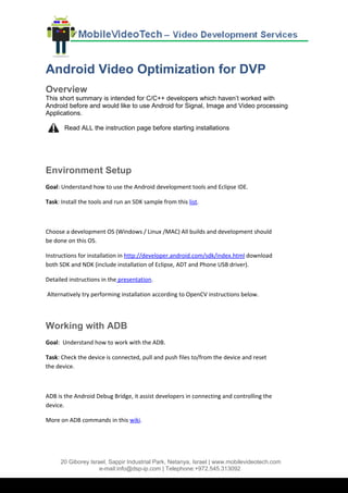 Video optimization for android - Part I | PDF