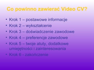 Videoprezentacja (cv video) mooonia | PPT