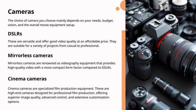 Video Production Equipment and Filmmaking Gear Check-list | PPT